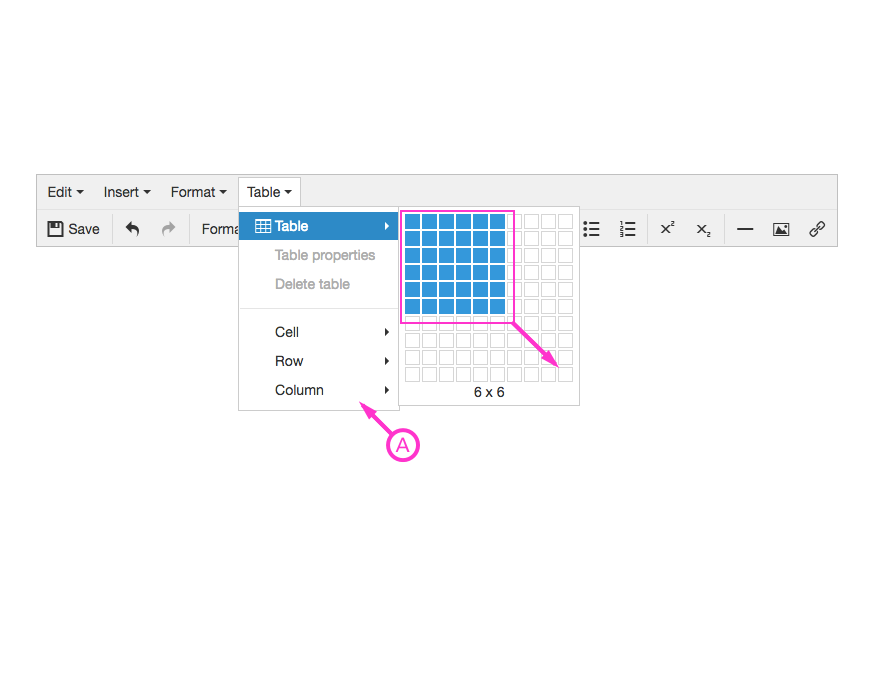 Table - rows and columns | BoomCMS